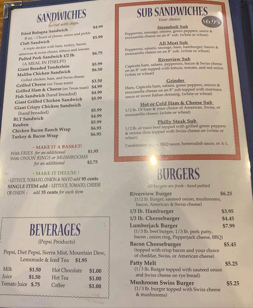 Menu at Riverview Bar & Restaurant, Decatur