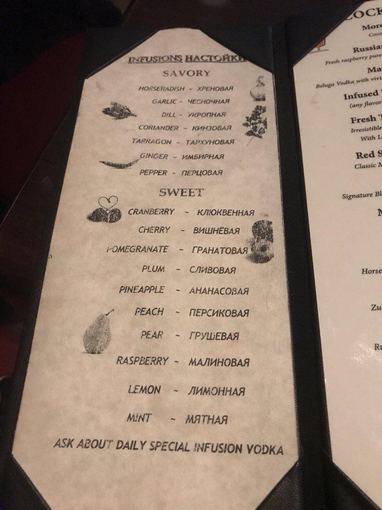 Menu at Russian Samovar pub & bar, West New York, 256 W 52nd St
