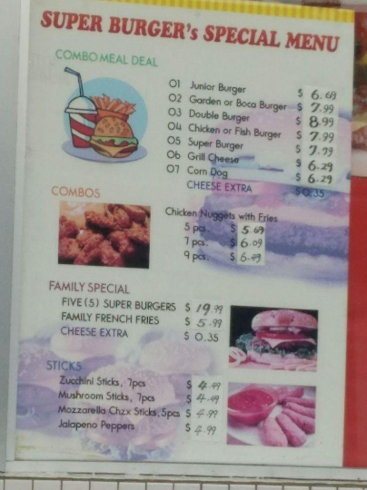 Menu at Super Burger restaurant, San Leandro