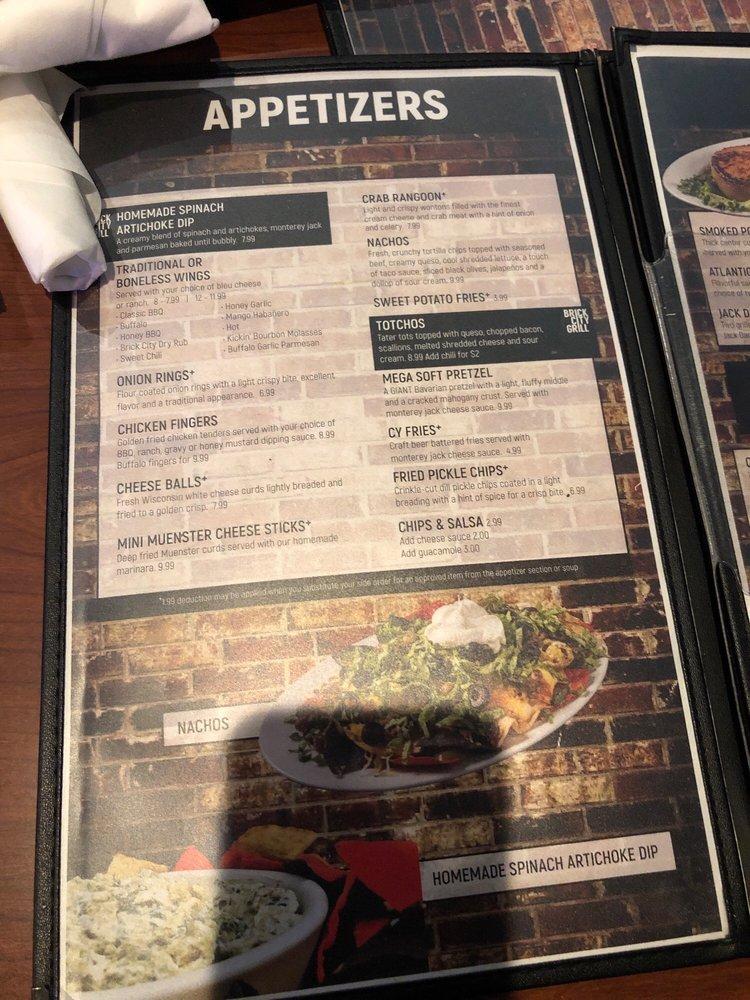 Menu at Brick City Grill restaurant, Ames