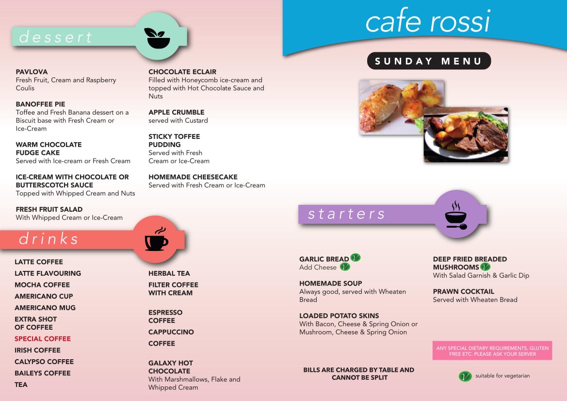 Menu at Café Rossi cafe, Ballynahinch