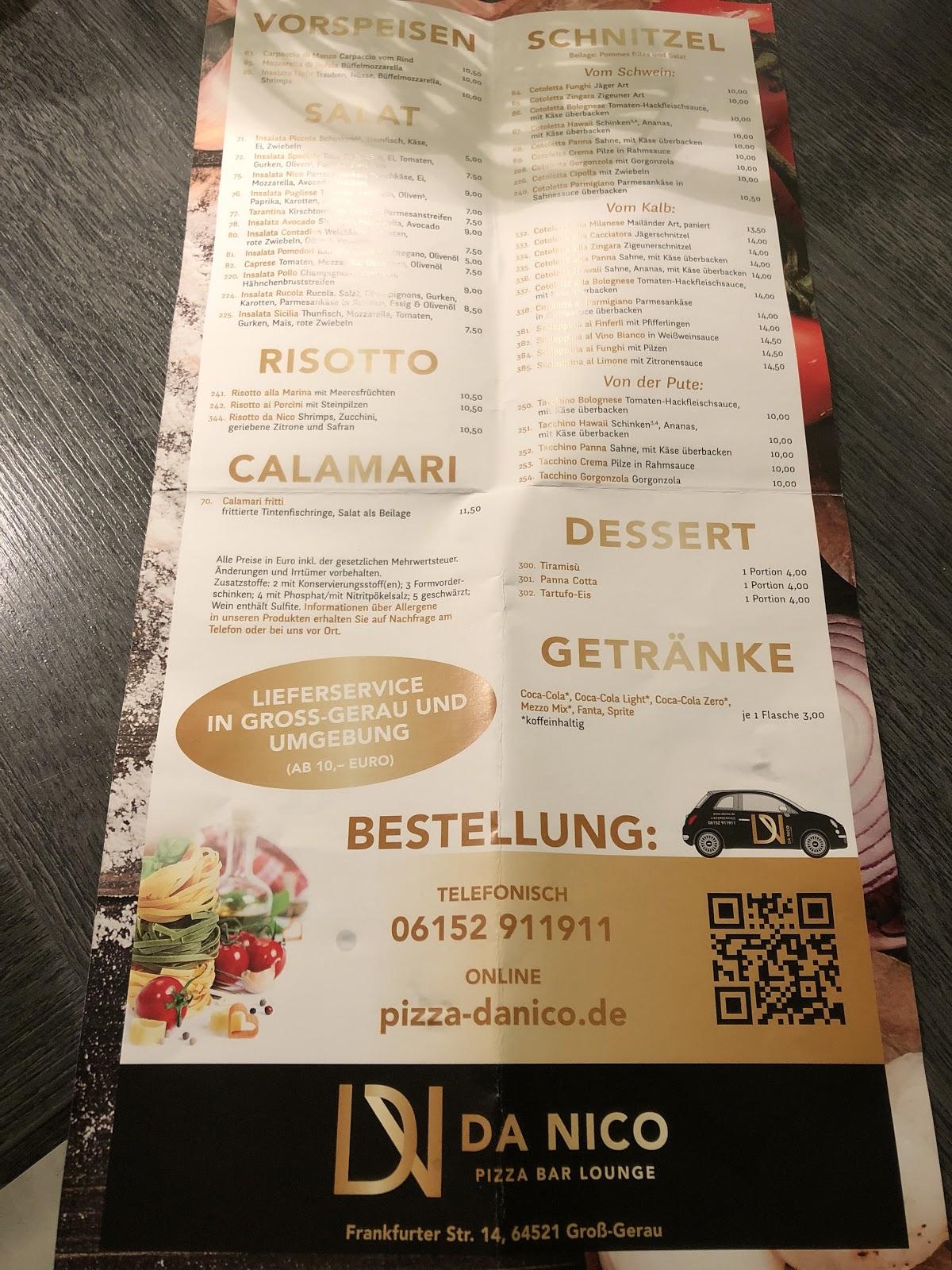 Carta de Da Nico Pizza Bar Lounge, Groß-Gerau, Frankfurter Str. 14