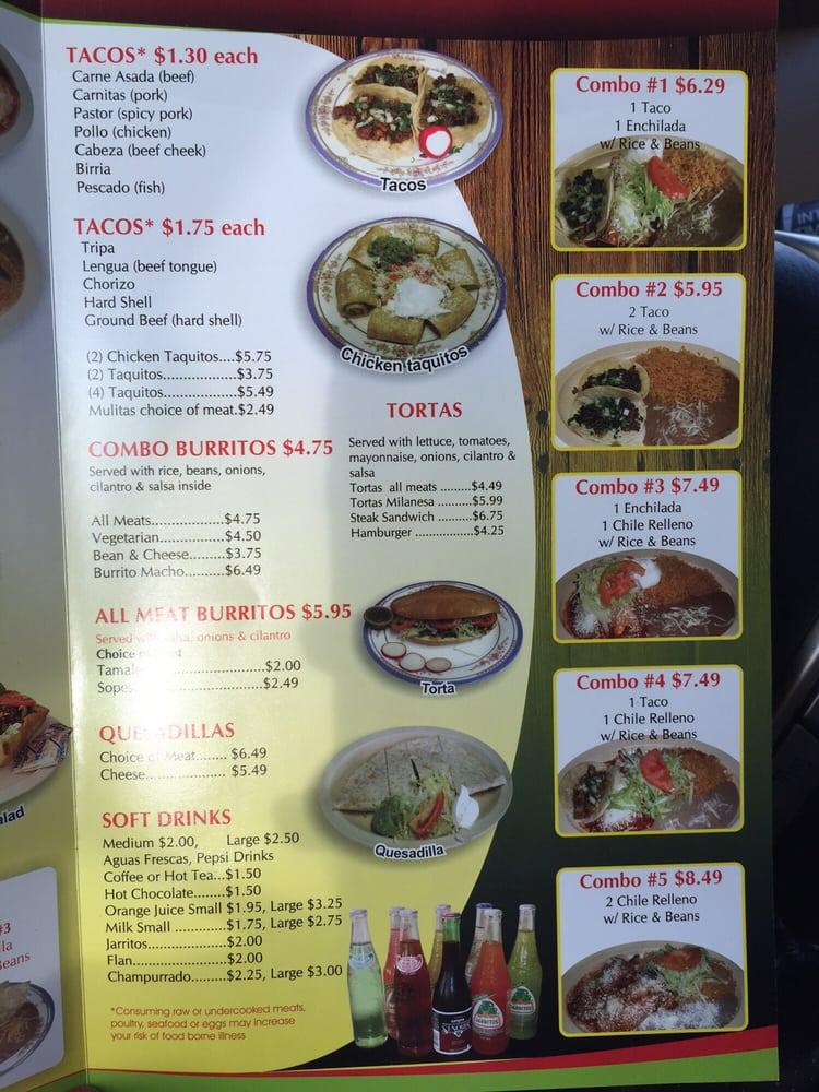Menu at Don Pedro Restaurant, Portland, 615 SE 122nd Ave