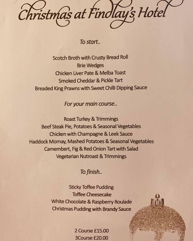 Menu at Findlay's Hotel & Restaurant, Fraserburgh