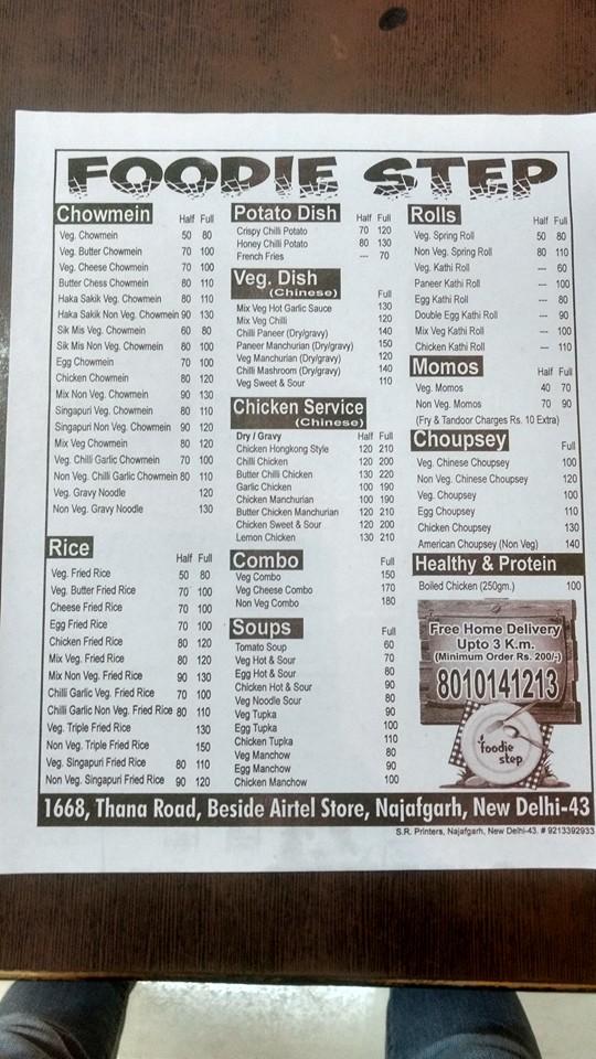 Menu at Foodie Step, Delhi, JX6J+2P6