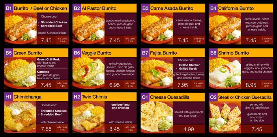 Menu at Mi Pueblo Mexican Food restaurant, Phoenix