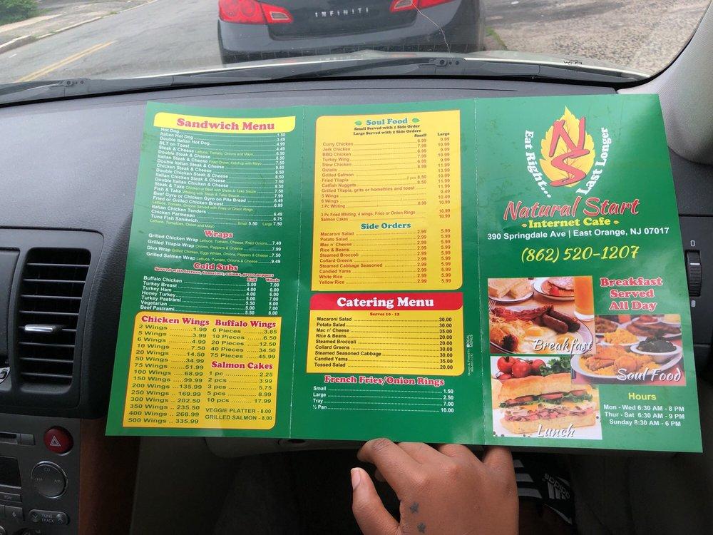Menu at Natural Start restaurant, East Orange