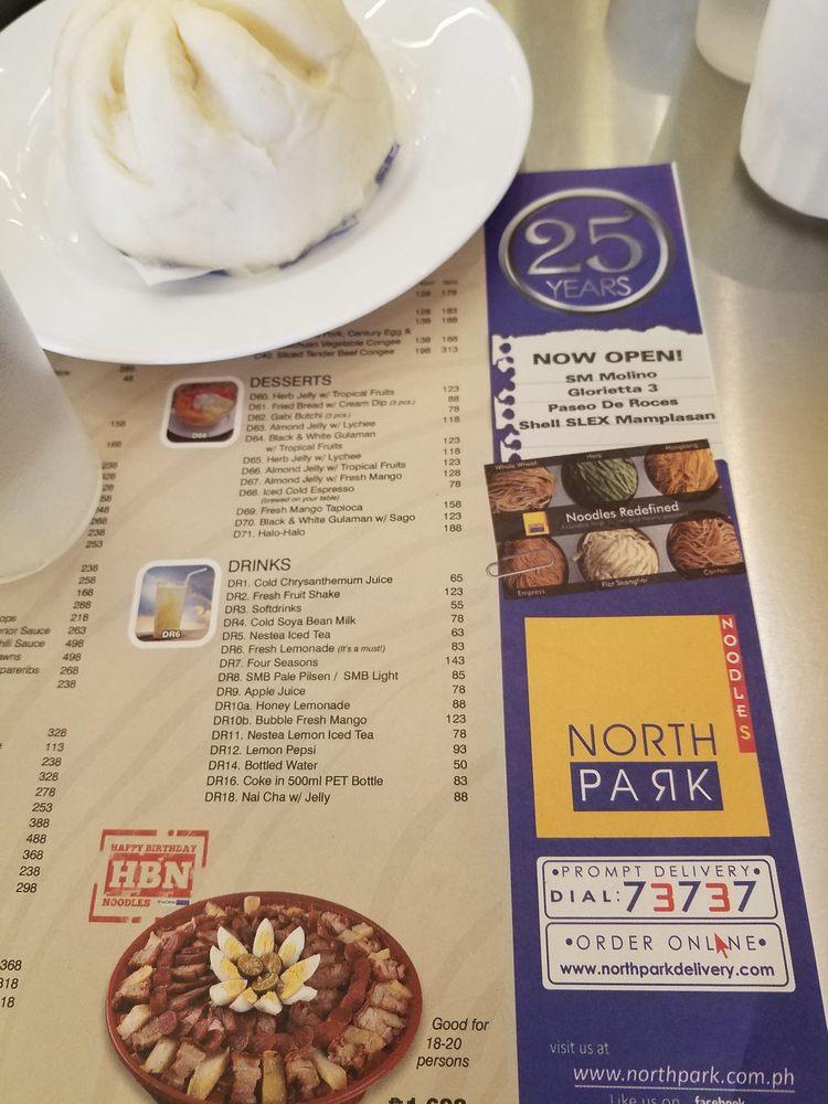 Menu at North Park Noodles restaurant, Makati, Makati Avenue