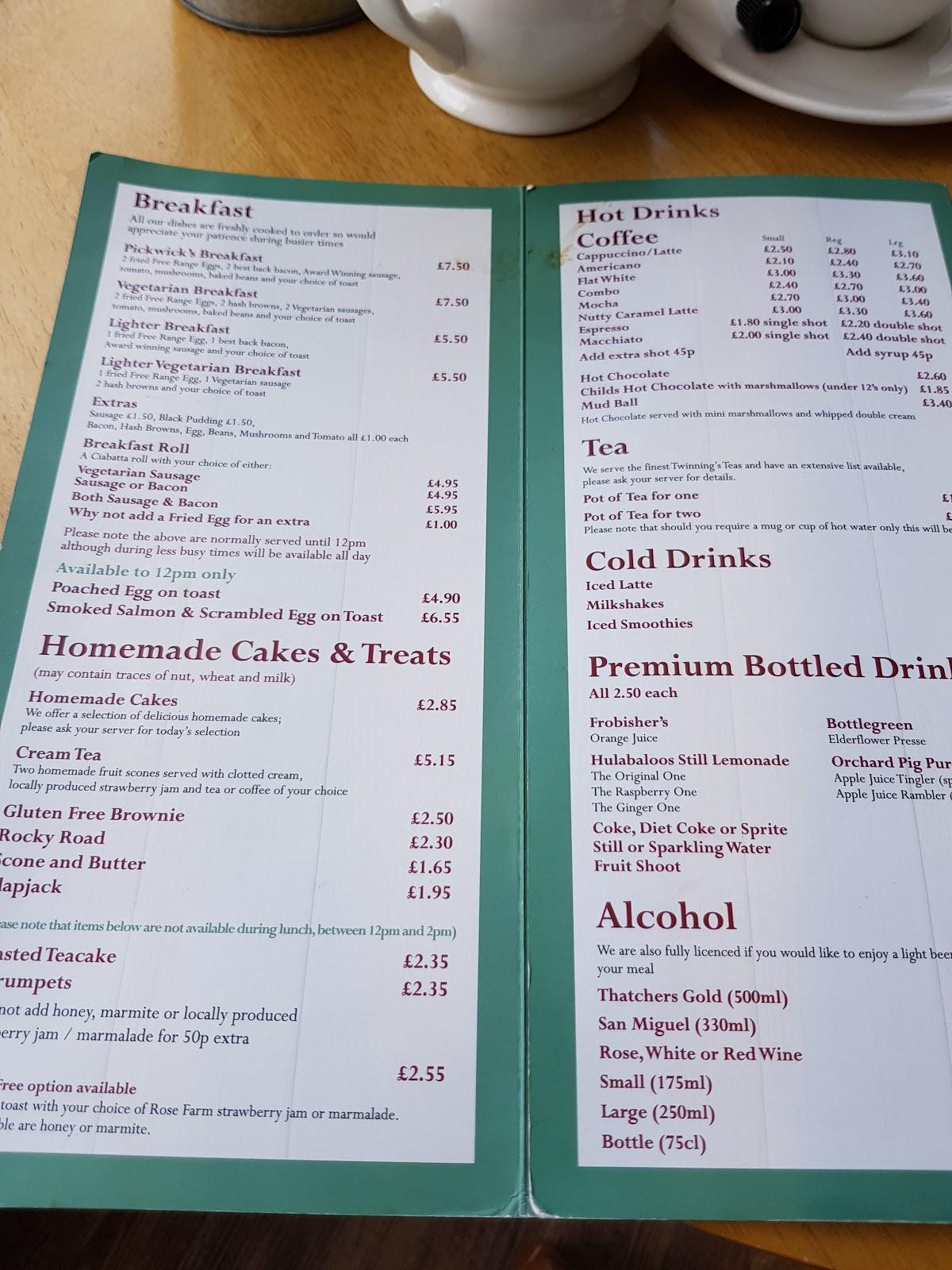Menu at Pickwicks Country kitchen pub & bar, Wells