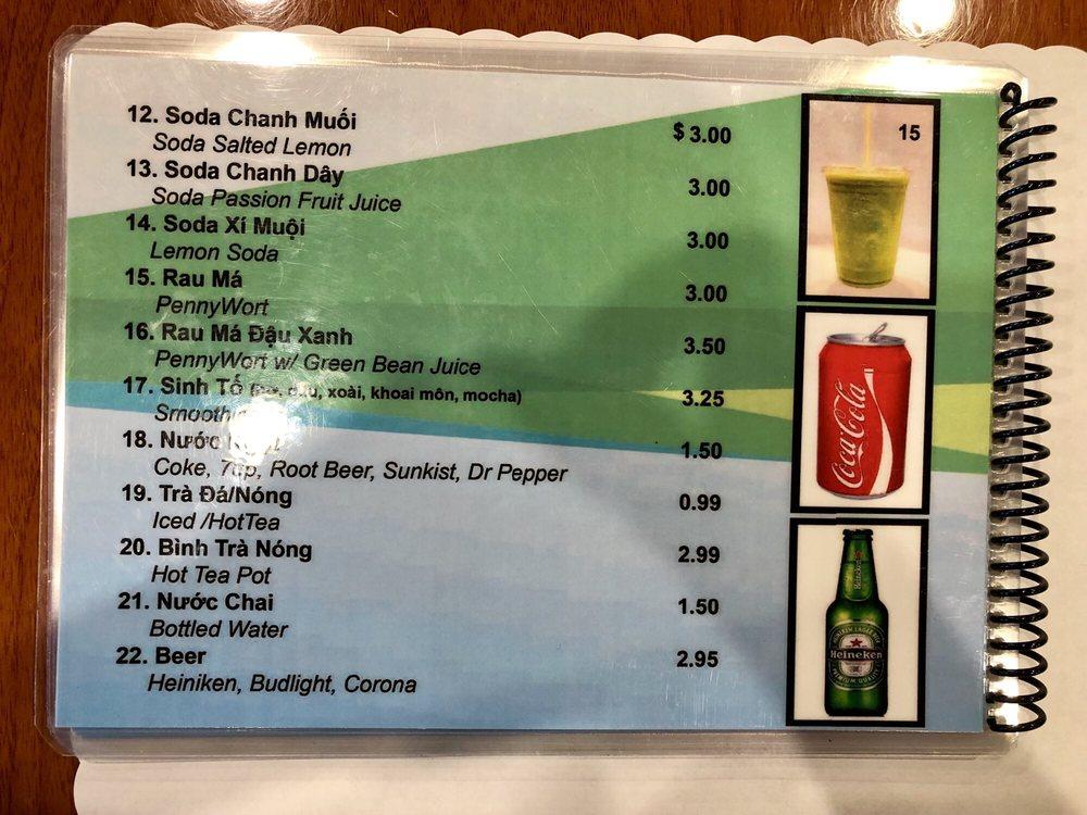 Menu at Soc Trang restaurant, Westminster