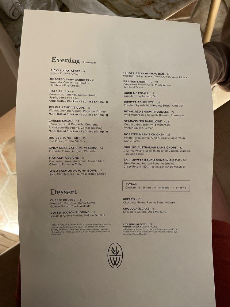 Menu at Waverly pub & bar, Encinitas