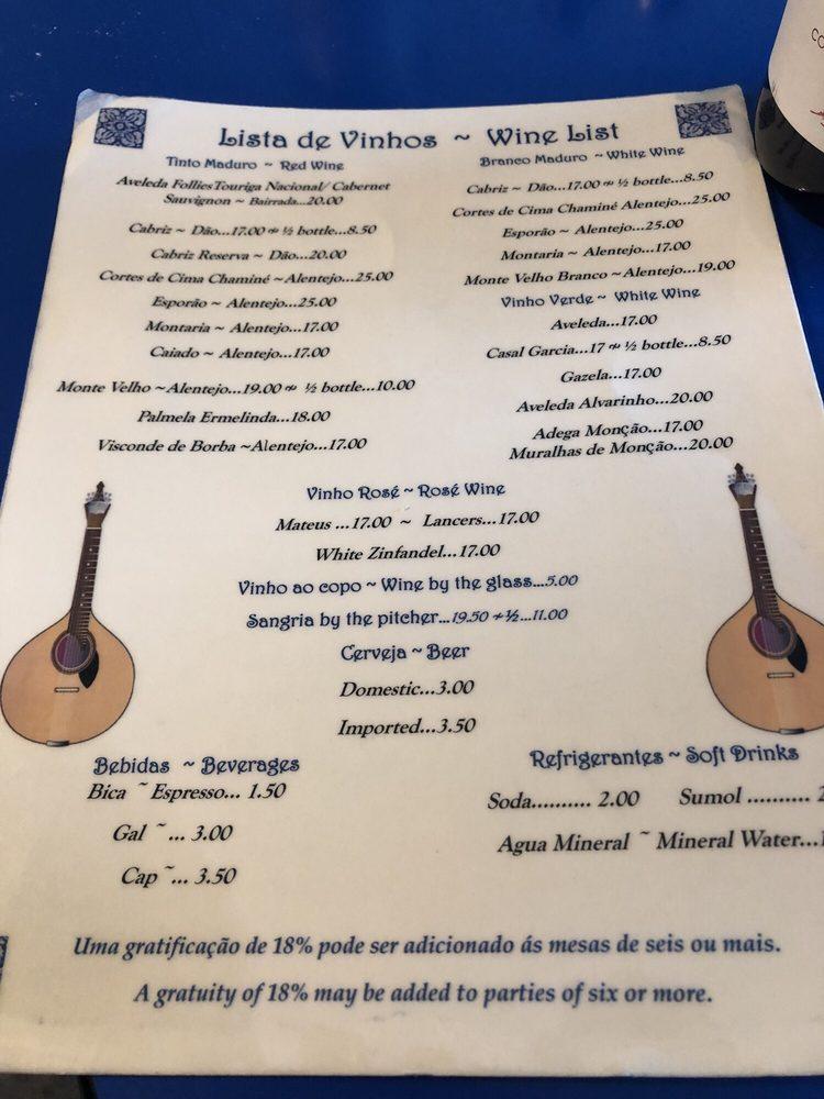 Menu at O Dinis restaurant, East Providence