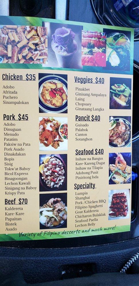 Menu at Camalig Filipino Cuisine restaurant, Salinas
