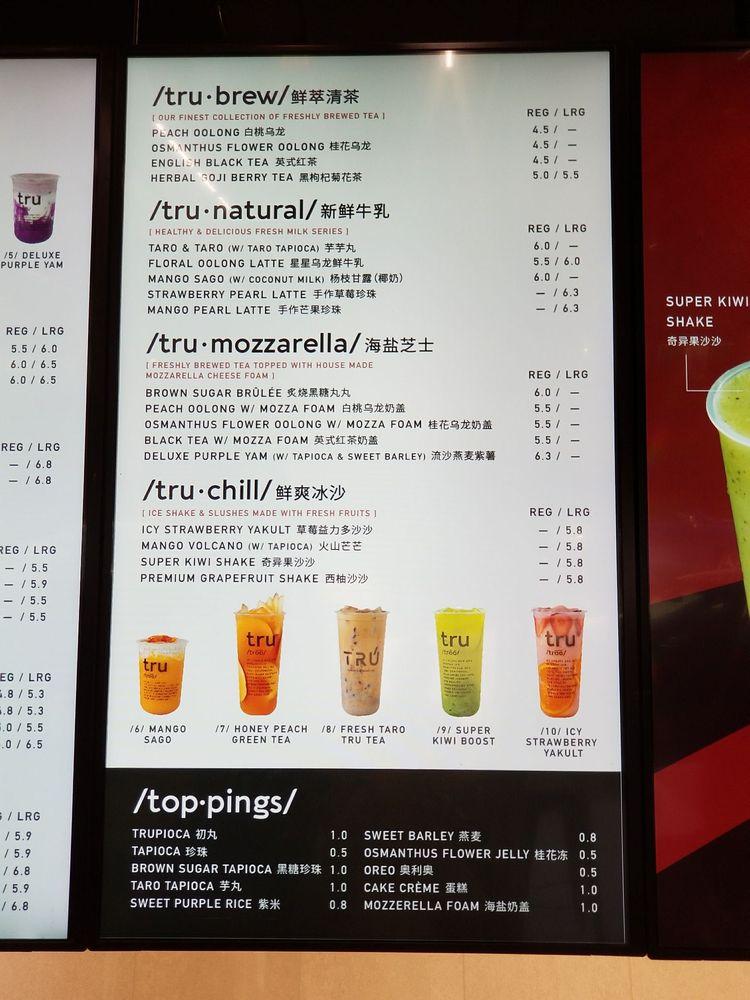 Menu au TRU 初茶, Toronto, 25 Carlton Street