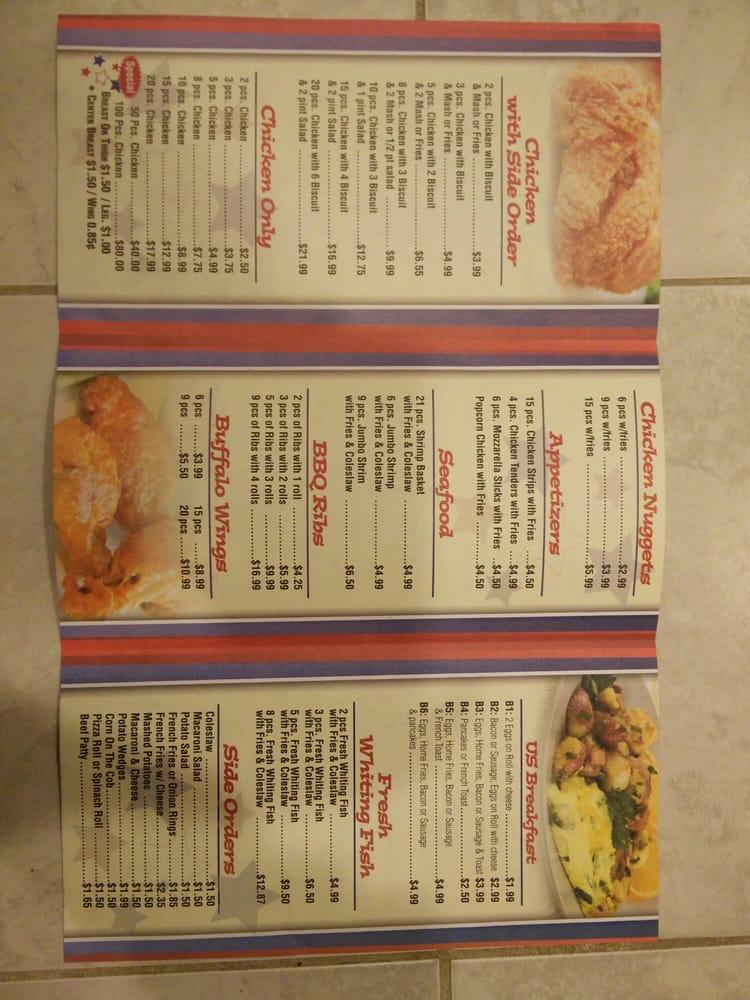 Menu at US Fried Chicken fast food, New Brunswick, 781 Somerset St