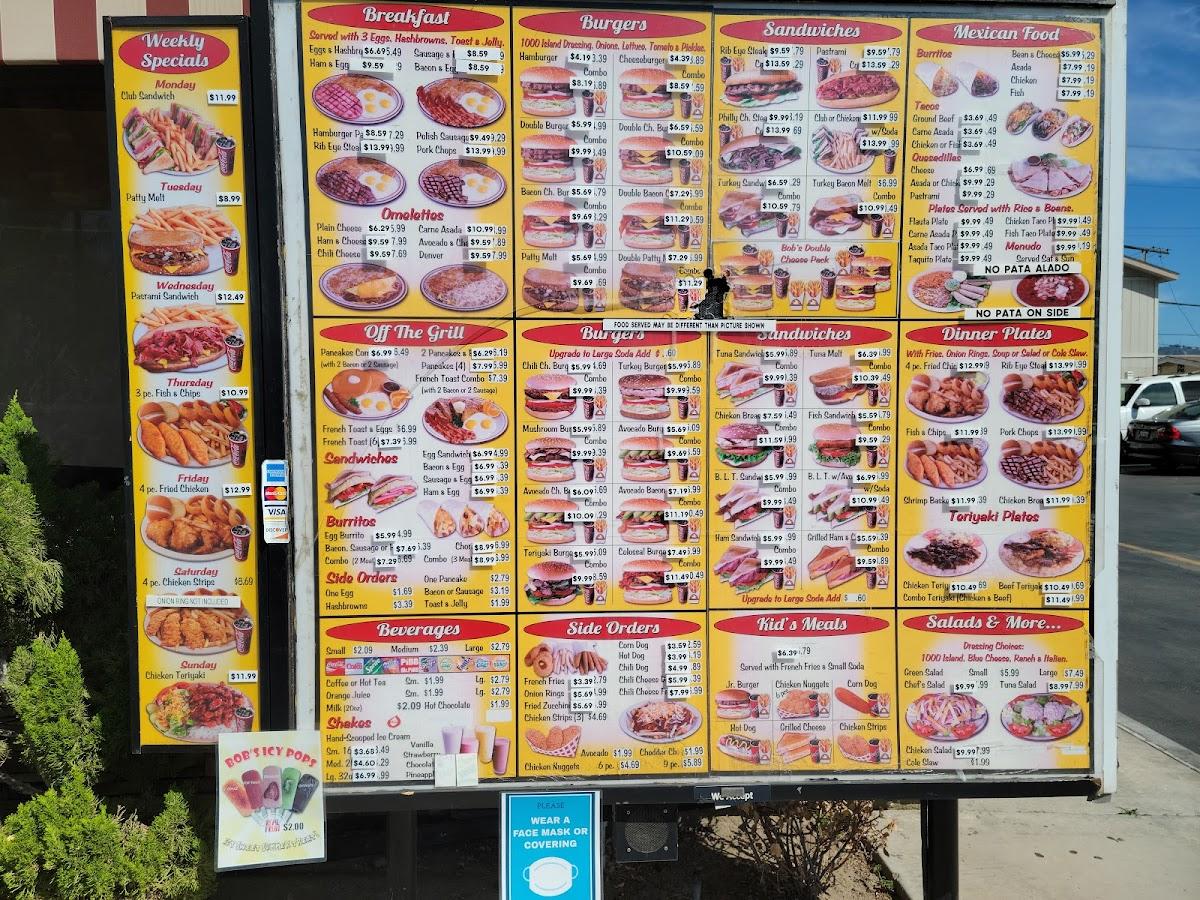 Menu at Bob's Burgers fast food, La Puente