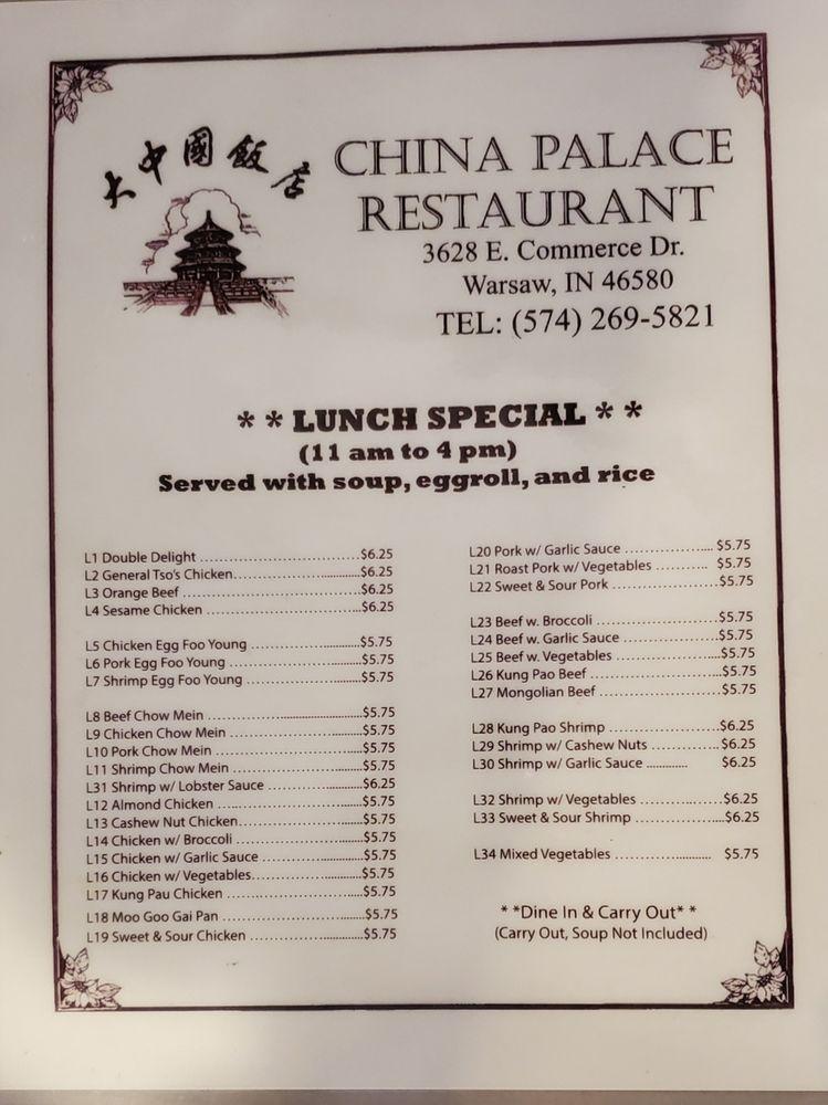 Menu at China Palace Restaurant, Warsaw