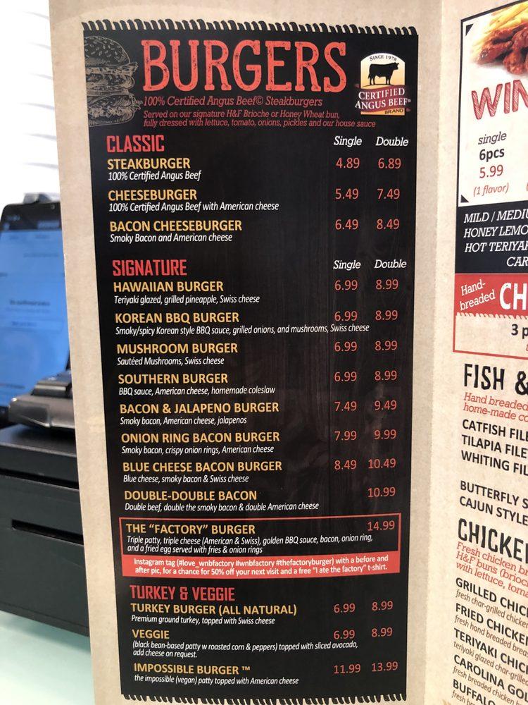 Menu at WNB Factory - Wings & Burger restaurant, Gainesville, Jesse ...