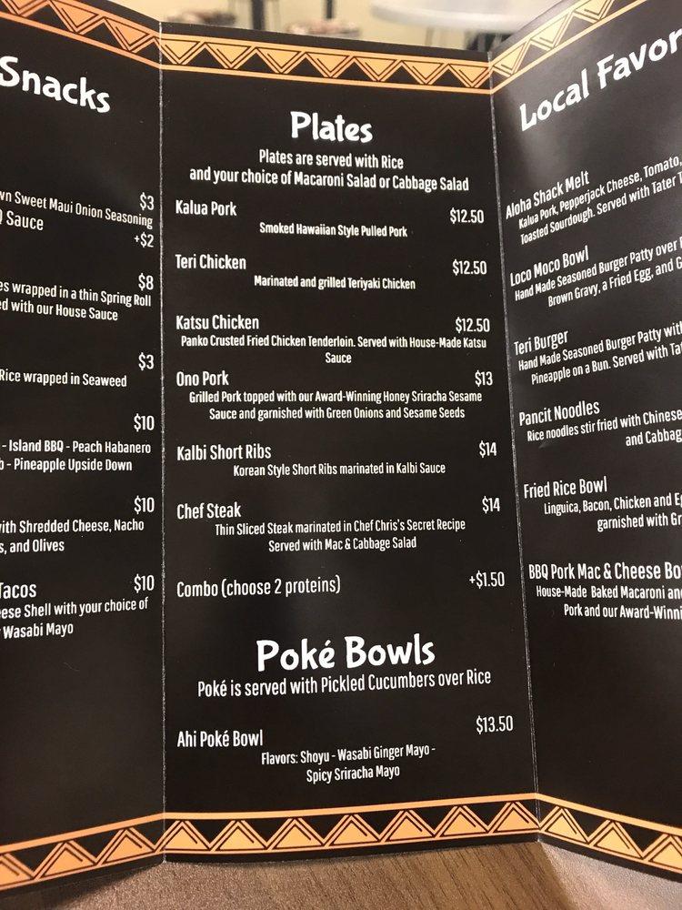 Carta del restaurante Aloha Shack, Reno, N Red Rock Rd #201