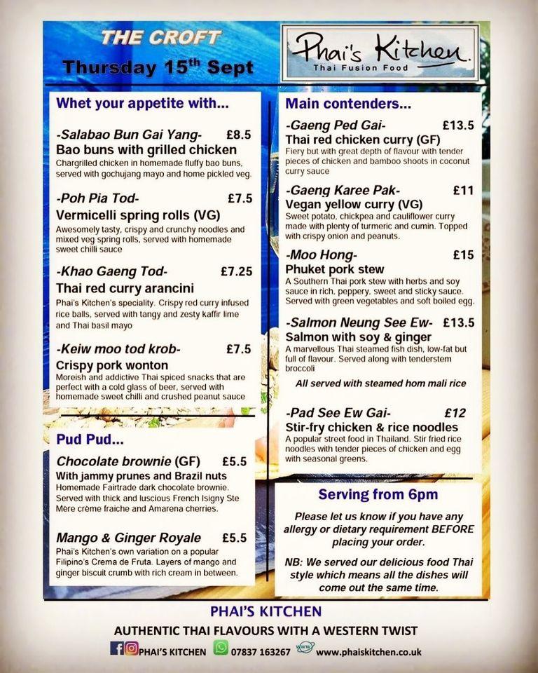 Menu at The Croft Restaurant, Bourton-on-the-Water