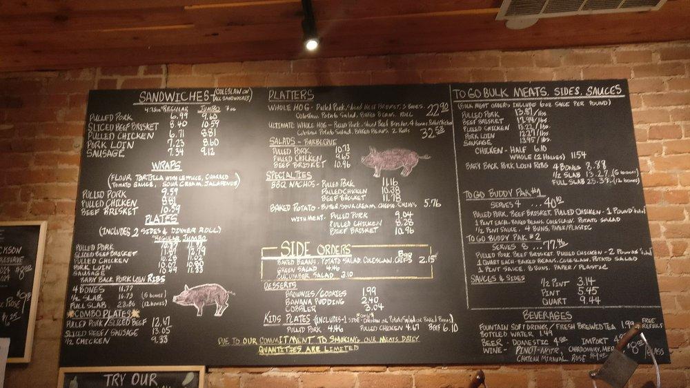 Menu at Whole Hog Café BBQ, Santa Fe, 320 S Guadalupe St