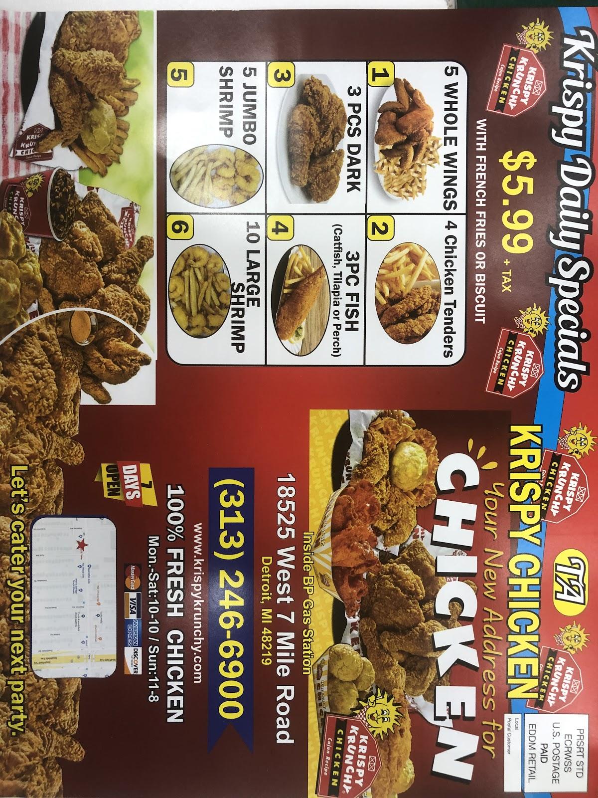 Menu at krispy Krunchy Chicken restaurant, Detroit, W 7 Mile Rd