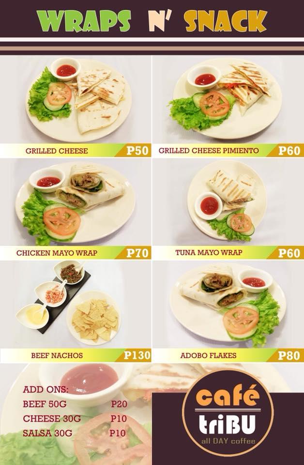 Menu at Cafe Tribu - Project 6, Quezon City