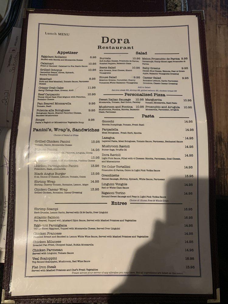Menu at Dora's Restaurant, Clinton