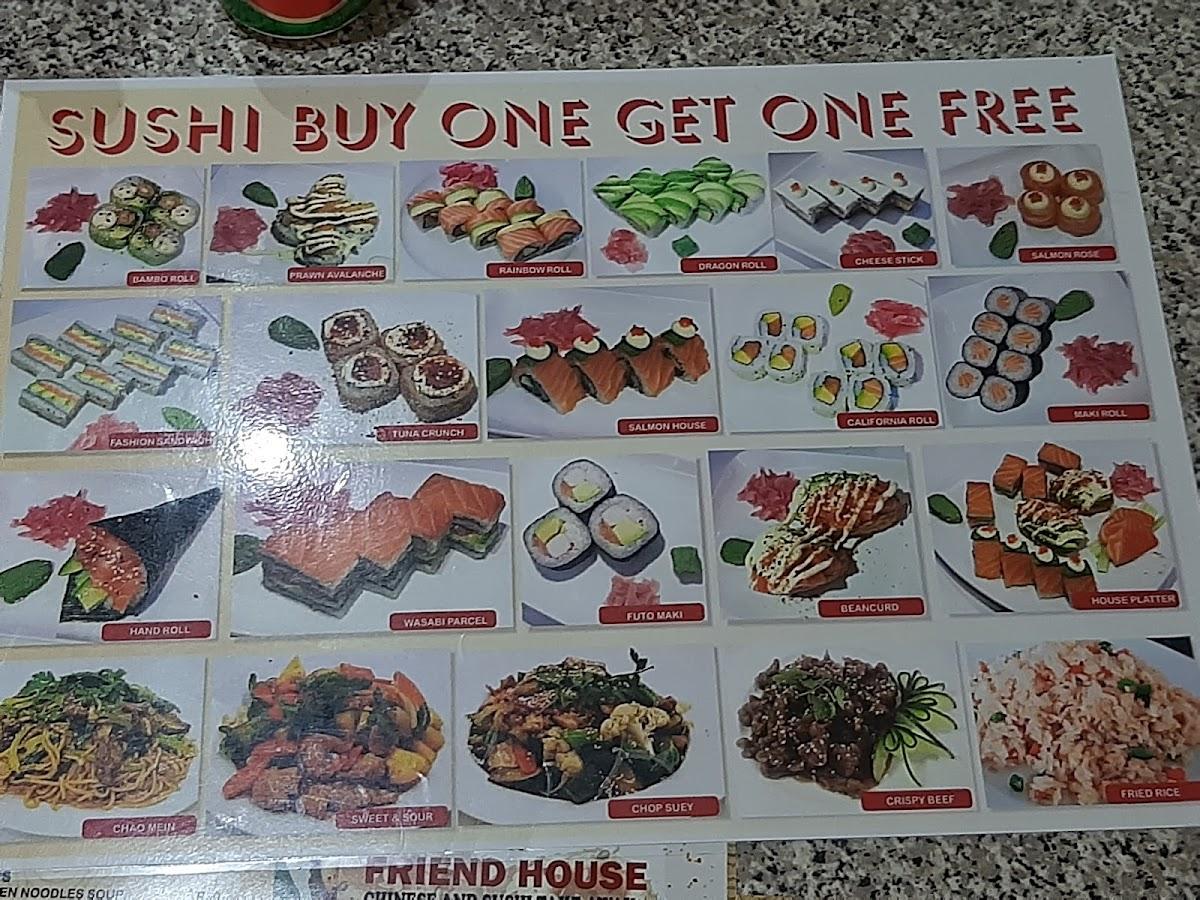 Menu at Friend House, Cascades restaurant, Pietermaritzburg