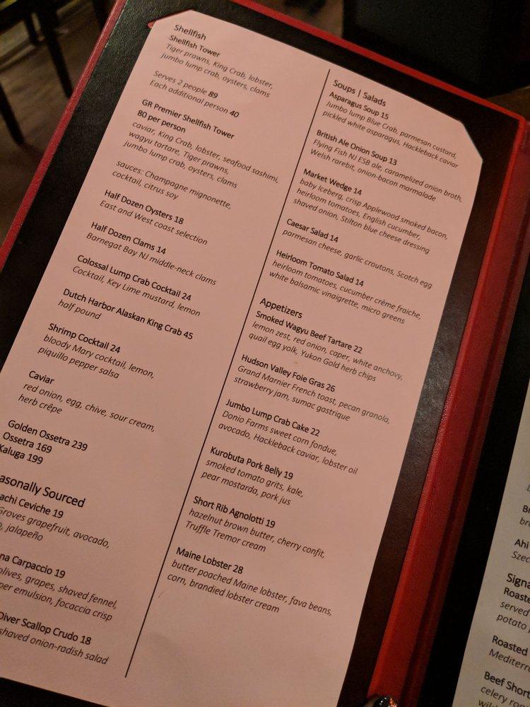 Menu at Gordon Ramsay Steak steakhouse, Atlantic City