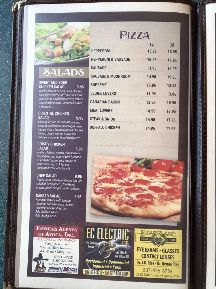 Menu at Grain Exchange restaurant, Slayton