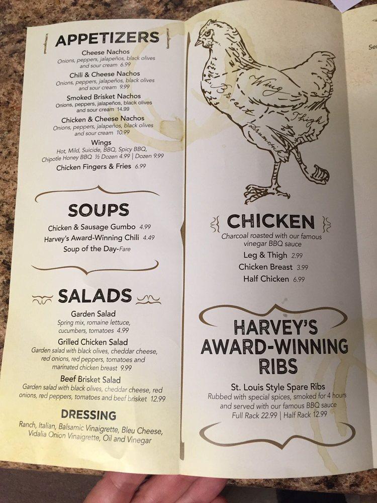 Menu at Harvey's Main Street BBQ, Mount Joy