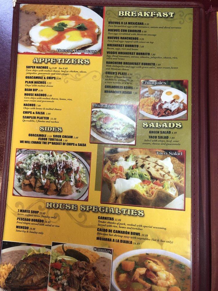 Menu at La Costa Mexican Restaurant, Fortuna