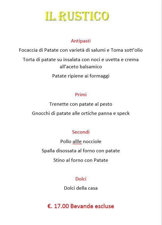 Menu da Pizzeria Ristorante Il Rustico, Serra