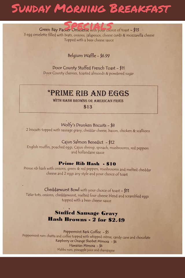 Menu at Primo steakhouse, Oshkosh