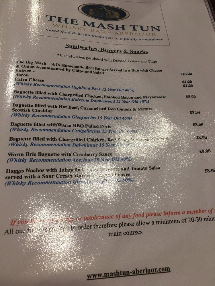 Menu at The Mash Tun Hotel pub & bar, Aberlour