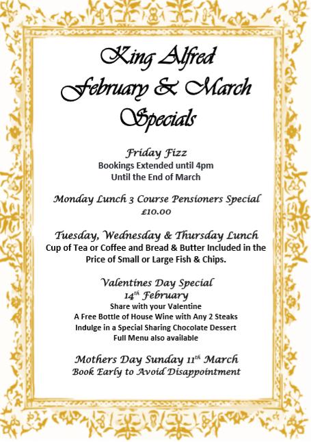 Menu at King Alfred pub & bar, Barrow-in-Furness