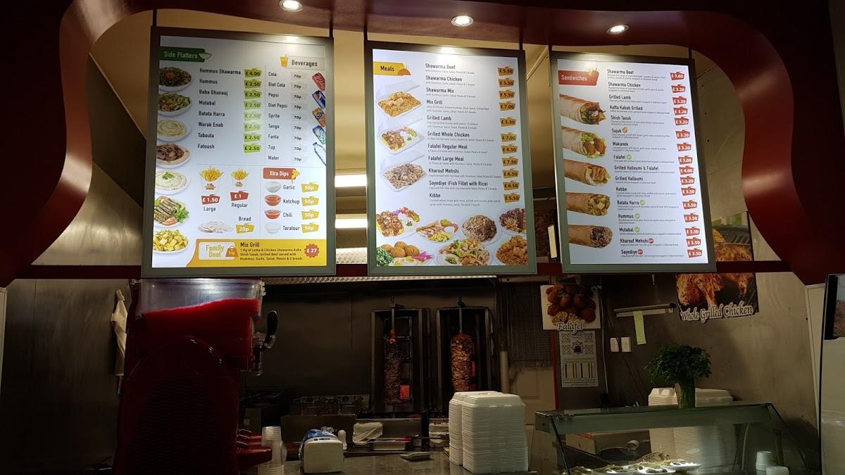 Menu at Mezaj Shawarma restaurant, Leeds