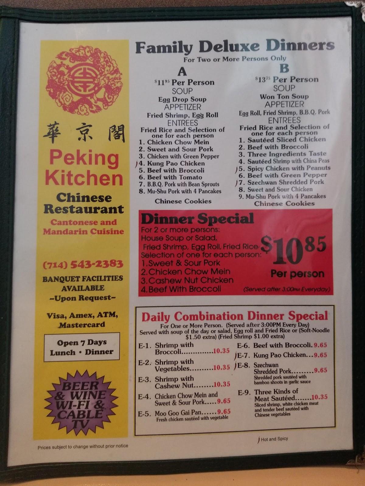 Menu at Peking Kitchen restaurant, Santa Ana
