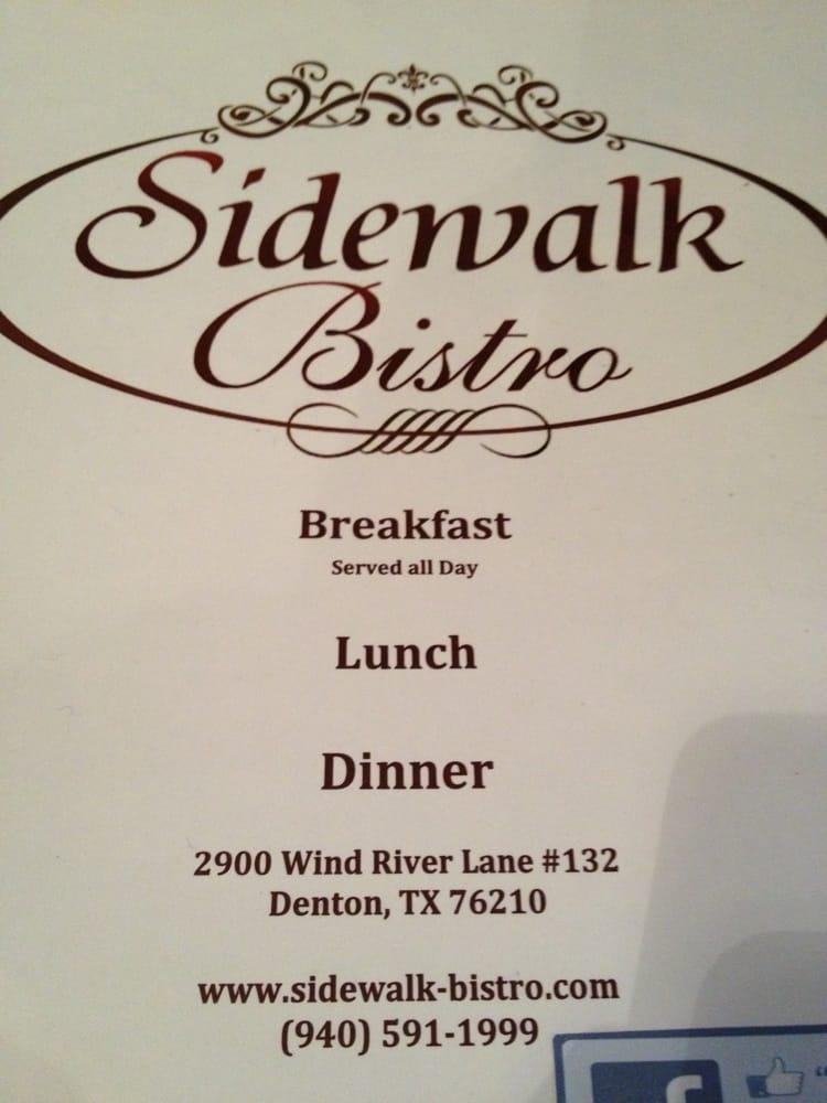 Menu at Sidewalk Cafe, Denton