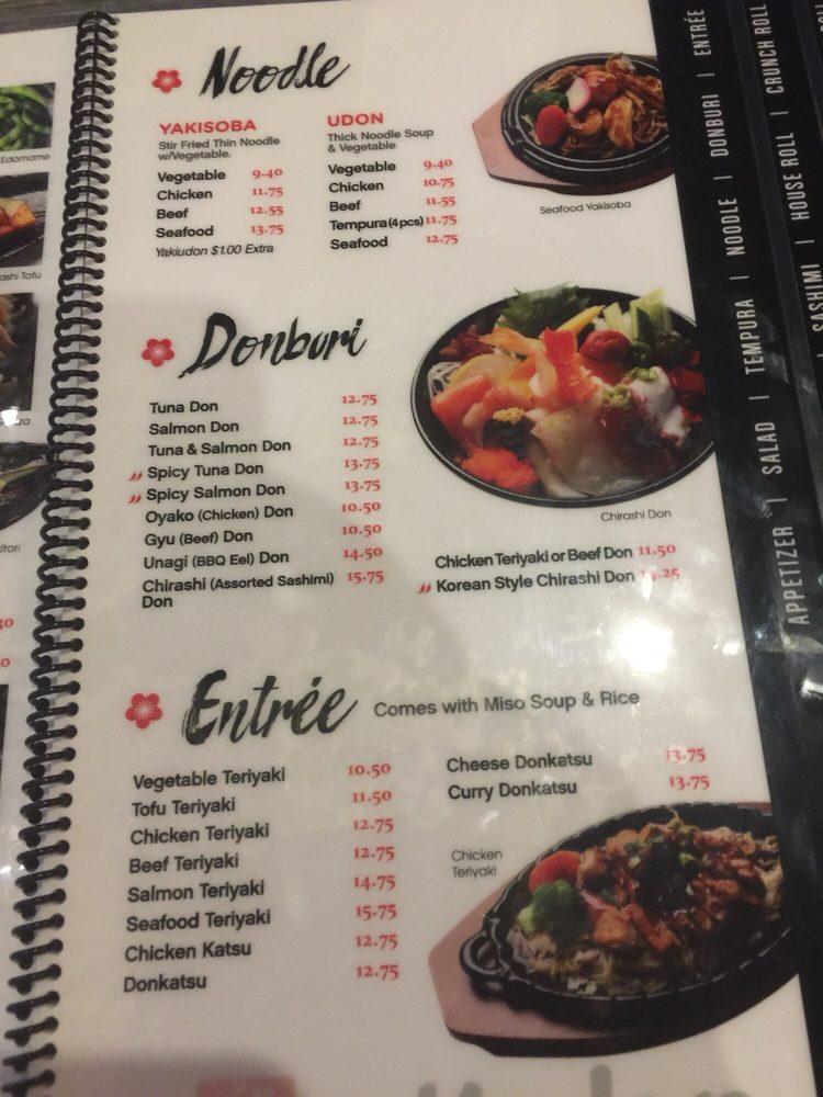 Menu at Sushi Kadan restaurant, Carrollton