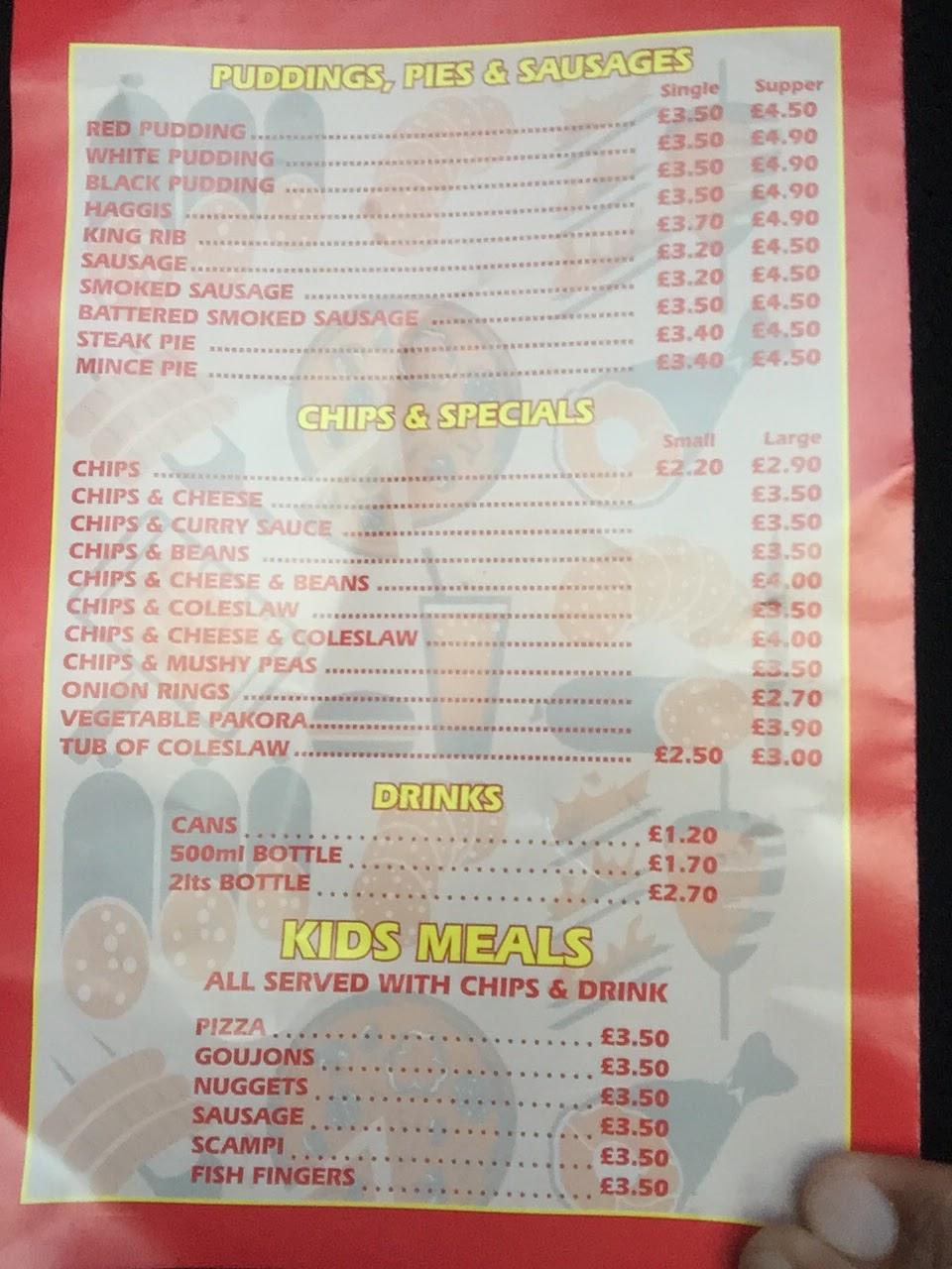 Menu at Abis Kebabs pizzeria, Fort William