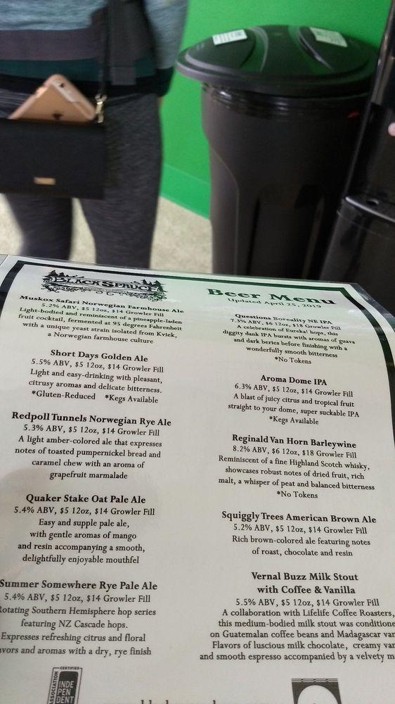 Menu at Black Spruce Fruit Project pub & bar, Fairbanks