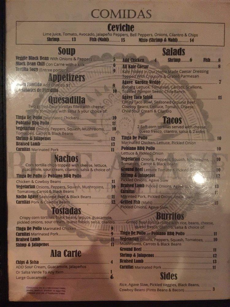 Blue Agave Menu Vero Beach
