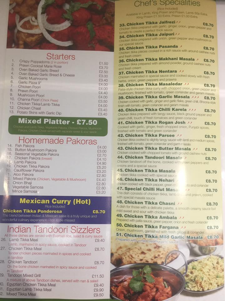Menu at Chilli Hut fast food, Denny