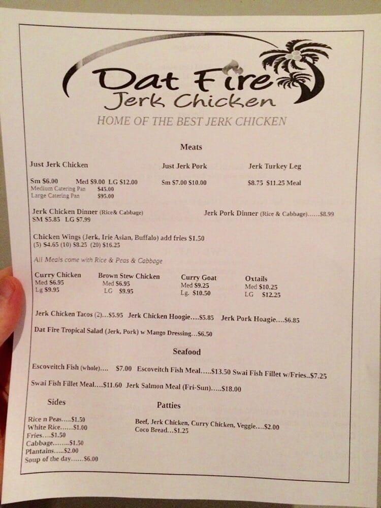 Menu at Dat Fire Jerk Chicken restaurant, Atlanta