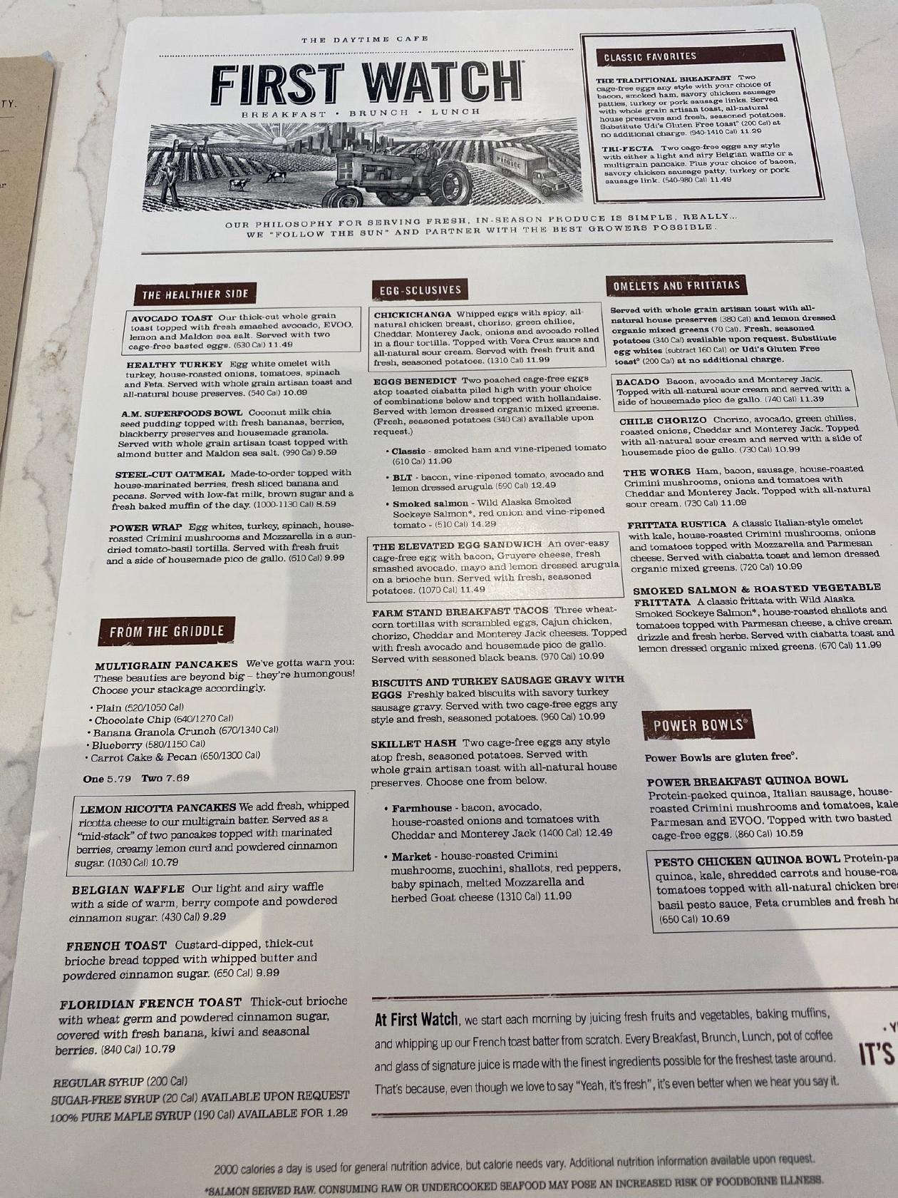 Menu at First Watch cafe, Denver, S Parker Rd Ste A