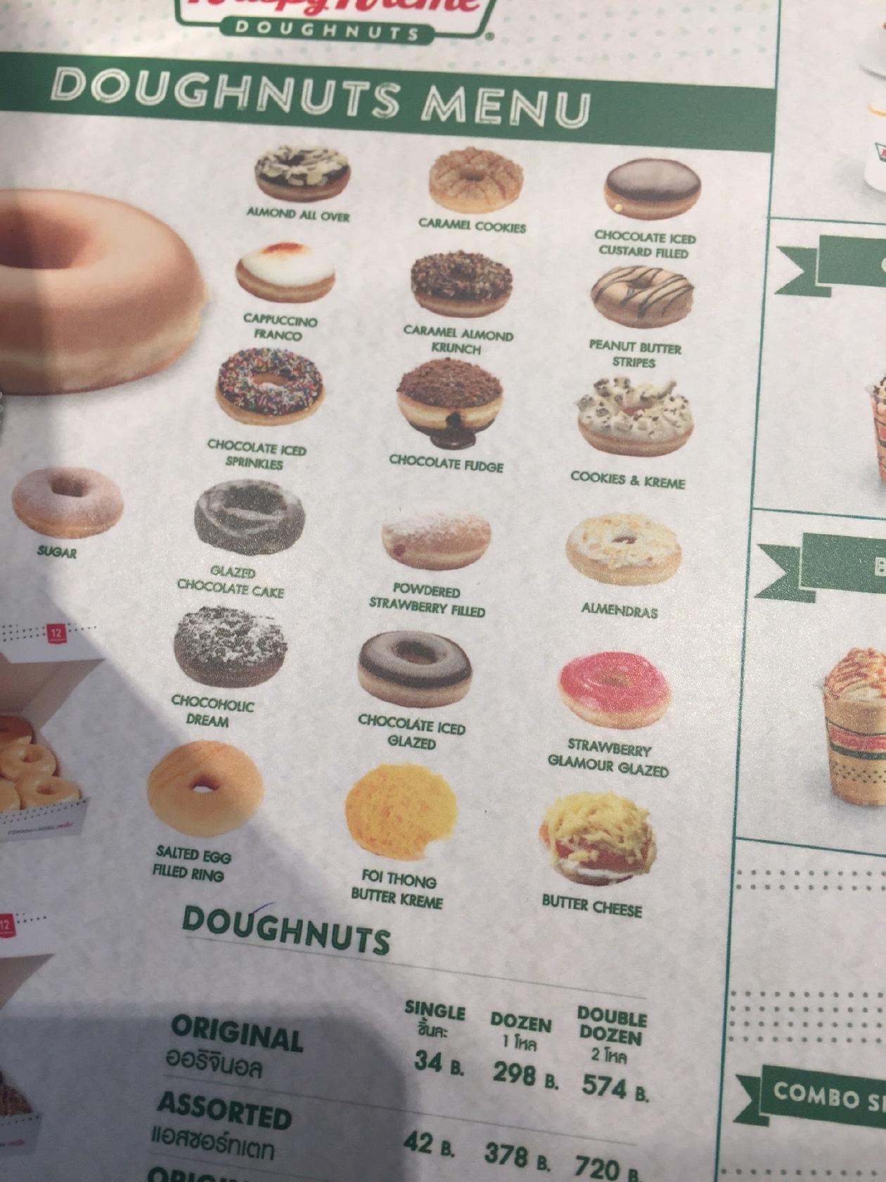 Menu at Krispy Kreme, Bang Phli Yai, MQR2+RV5