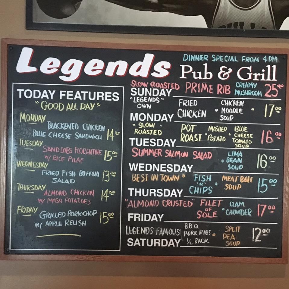Menu at Legends & Icons Pub & Grill, Palm Desert