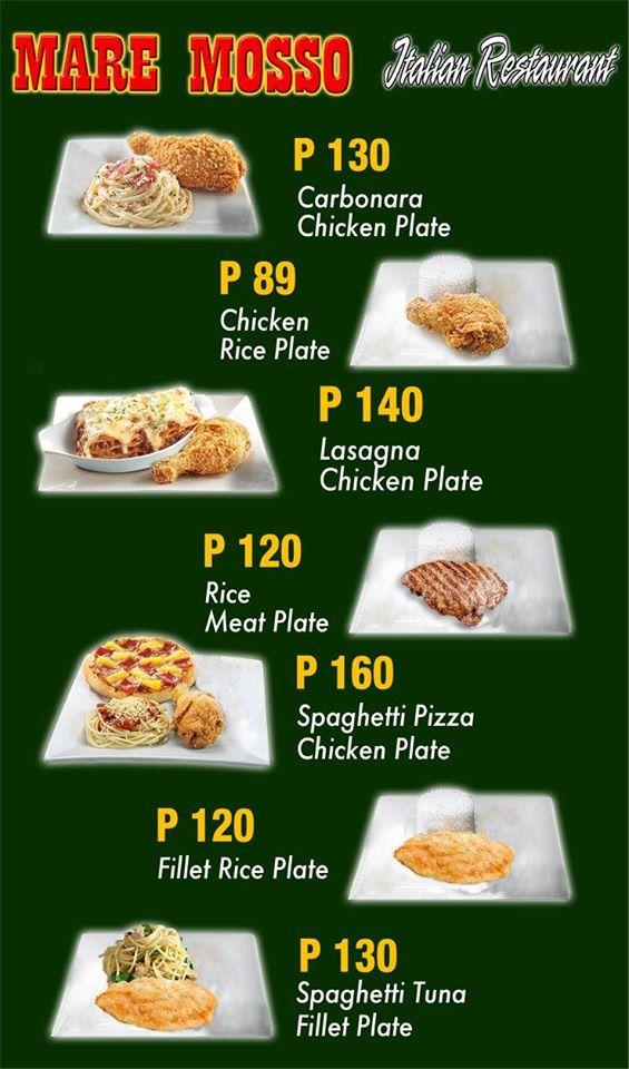 Carta del restaurante Mare Mosso, Calamba, 173 Rizal ST. Calamba Bayan